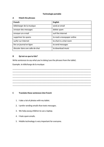 French GCSE - Mobile technology | Teaching Resources