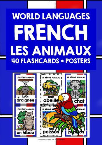 FRENCH ANIMALS FLASHCARDS POSTERS #1 | Teaching Resources