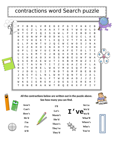 Contractions Word Search Puzzle | Teaching Resources