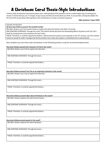 A Christmas Carol generic structural writing frame | Teaching Resources