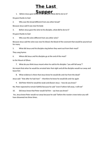 The Last Supper | Teaching Resources