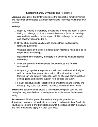 PSHE-Exploring Family Dynamics and Resilience | Teaching Resources