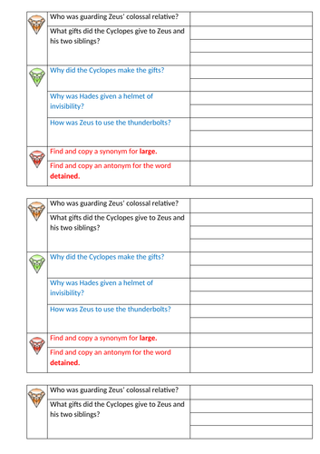 Year 5 & Year 6 Whole Class Reading Greek Myths | Teaching Resources