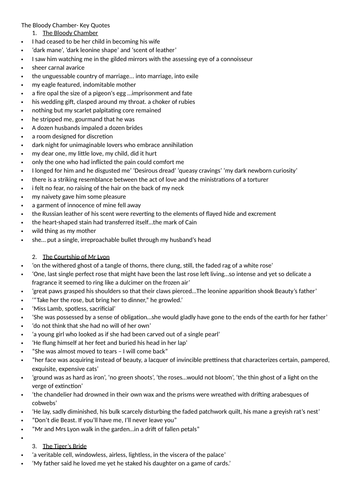 The Bloody Chamber Key Quotes | Teaching Resources