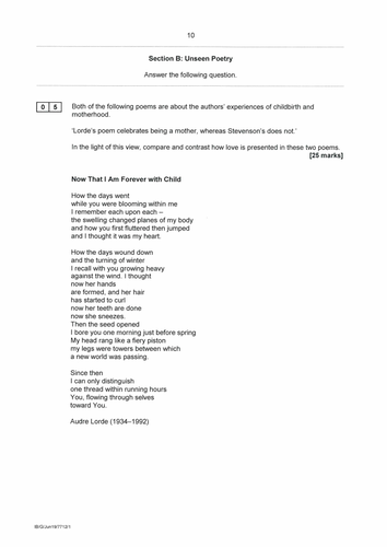 AQA A level Unseen Poetry Revision | Teaching Resources