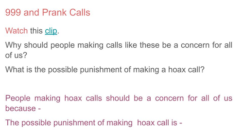 Calling 999 Helping in an Emergency | Teaching Resources