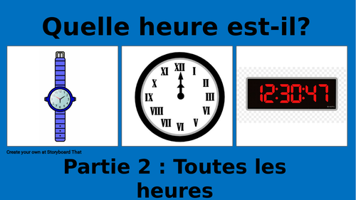 French: Telling the time: Part 2: On the hour to a quarter past the ...