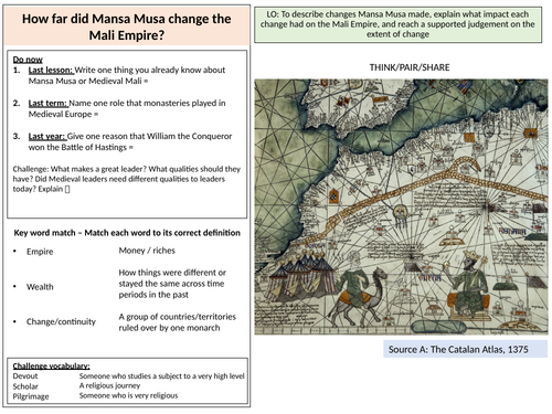 KS3 HISTORY Mansa Musa and Mali - FULL LESSON | Teaching Resources