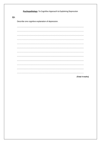 A-Level Psychology - THE COGNITIVE APPROACH TO EXPLAINING DEPRESSION ...