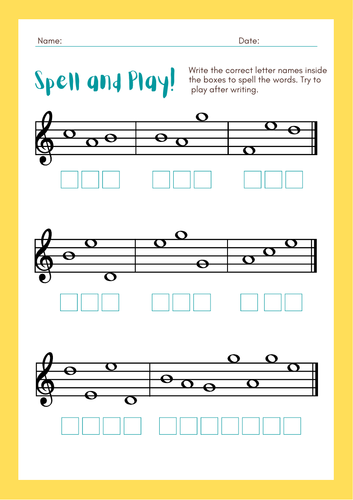 5 treble clef pitch identification worksheets for music classes ...