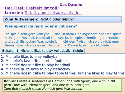 German - Stimmt! 1 Kapitel 3: Freizeit juhu - Powerpoints & Resources ...