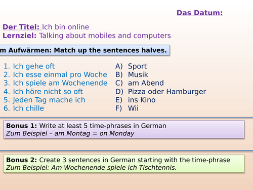 German - Stimmt! 1 Kapitel 3: Freizeit juhu - Powerpoints & Resources ...