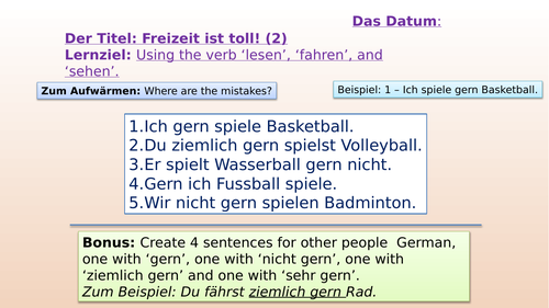 German - Stimmt! 1 Kapitel 3: Freizeit juhu - Powerpoints & Resources ...