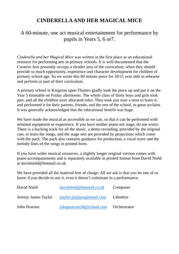 CINDERELLA AND HER MAGICAL MICE - A MUSICAL FOR YEARS 5 TO 7 | Teaching ...