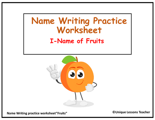 Name Writing Practice Worksheet -Name of Fruits | Teaching Resources