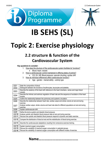 2.2 Cardiovascular System - IB SEHS | Teaching Resources
