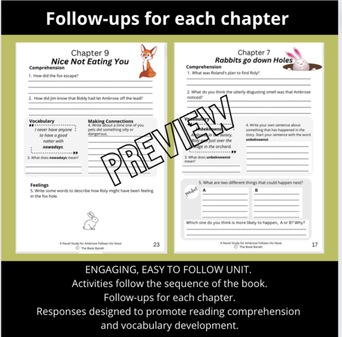 AMBROSE FOLLOWS HIS NOSE Dick King-Smith & Josie Rogers NOVEL STUDY and ...