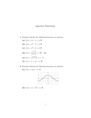 Injective Functions Worksheet (with solutions) | Teaching Resources