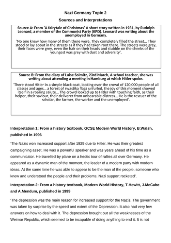 Edexcel GCSE History Weimar and Nazi Germany Topic 2 Rise of Hitler and ...
