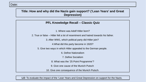 Edexcel GCSE History Weimar and Nazi Germany Topic 2 Rise of Hitler and ...