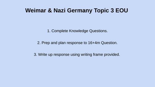 FULL SOW LESSONS AND ASSESSMENTS Edexcel GCSE History Weimar and Nazi ...