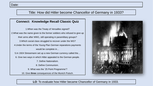 FULL SOW LESSONS AND ASSESSMENTS Edexcel GCSE History Weimar and Nazi ...