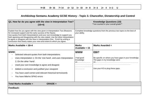 FULL SOW LESSONS AND ASSESSMENTS Edexcel GCSE History Weimar and Nazi ...