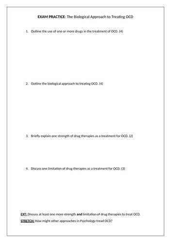 A-Level Psychology - THE BIOLOGICAL APPROACH TO TREATING OCD ...