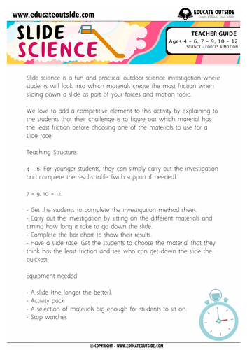 Slide Science Investigation - Friction - Forces and Motion | Teaching ...
