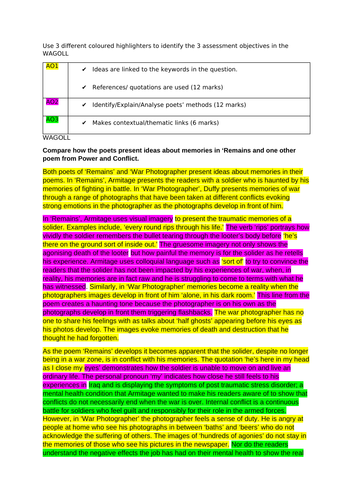 AQA English Literature-Power and Conflict Poetry Model Answer ...