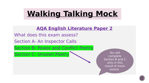 AQA MAY 2017 Anthology and Unseen Poetry Walking Talking Mock | Teaching Resources