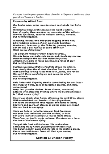 AQA MAY 2017 Anthology and Unseen Poetry Walking Talking Mock ...