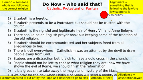 Elizabeth I's Religious Settlement | Teaching Resources