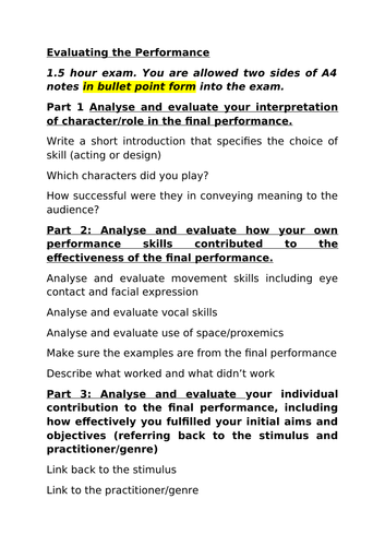 Eduqas GCSE Drama: Evaluation for Devising (C1) | Teaching Resources