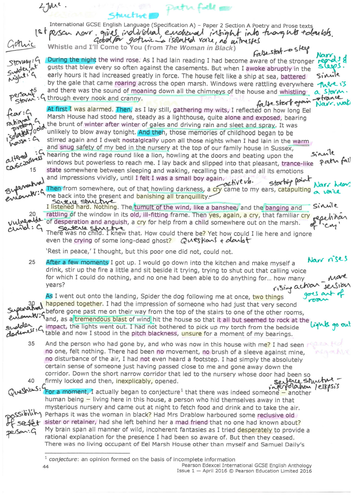 Notes on Edexcel iGCSE coursework anthology text 'Whistle ...
