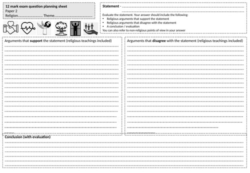 AQA A Religious Studies RS GCSE 12 mark exam planning Themes | Teaching ...