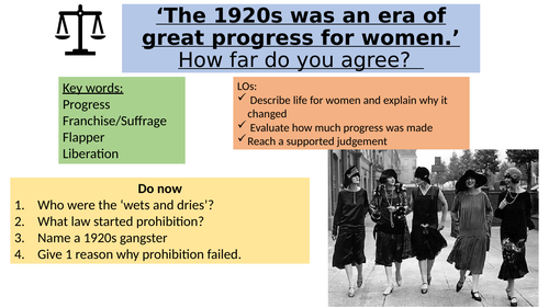USA in 1920s - Women - KS3 History lesson | Teaching Resources