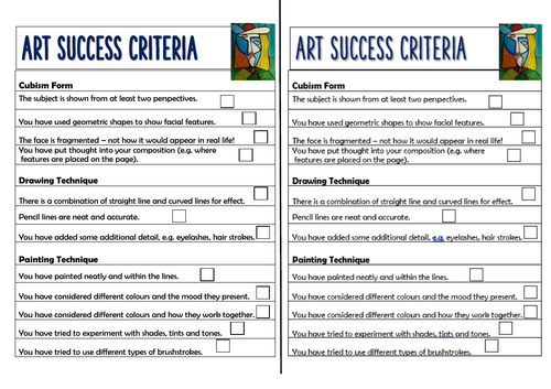 Picasso Cubism Self-Portraits Project - Lessons 5 and 6! | Teaching ...
