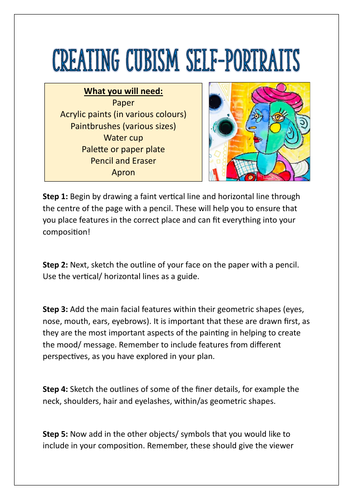 Picasso Cubism Self-Portraits Project - Lessons 5 and 6! | Teaching ...