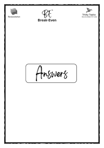Edexcel A level Business Break Even Tricky Topic worksheet lesson ...