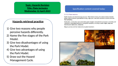 AQA A LEVEL GEOGRAPHY - Hazards revision powerpoints and student workbook | Teaching Resources