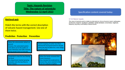 AQA A LEVEL GEOGRAPHY - Hazards revision powerpoints and student ...