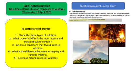 AQA A LEVEL GEOGRAPHY - Hazards revision powerpoints and student workbook | Teaching Resources