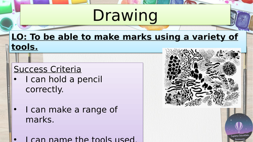 KS1 Art Unit: Exploring Mark Making Techniques and Drawing Skills - x6 ...