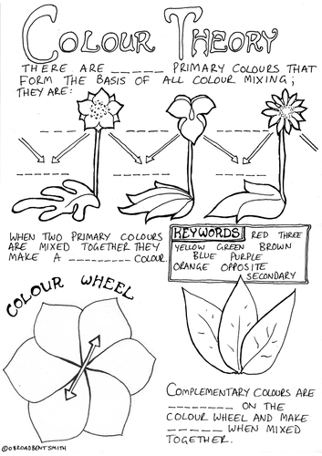 KS3 Colour Theory Flowers Worksheet | Teaching Resources