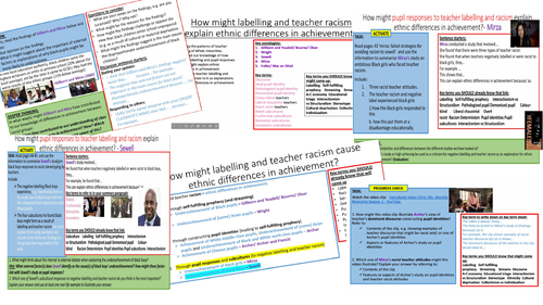 AQA A-level Sociology: Education Topic 3 Ethnic differences - Negative ...