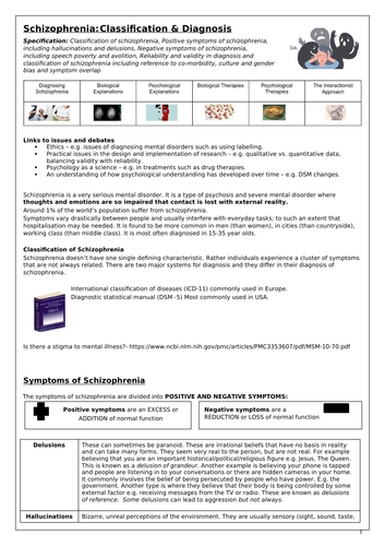 Schizophrenia AQA booklet- All lessons. | Teaching Resources