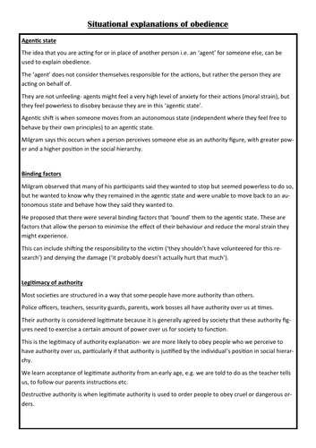 *SOCIAL INFLUENCE WHOLE TOPIC AQA PSYCHOLOGY* | Teaching Resources