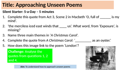 Unseen poetry lessons | Teaching Resources