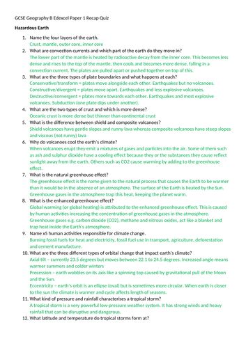 Edexcel B GCSE Geography Paper 1 Revision Pack (With Case Studies ...